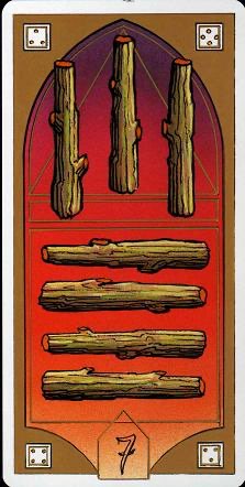 Tarotkaart "Zeven van Staven" - Kaartlegging.nl